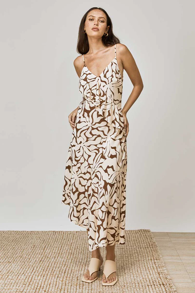 High Tide Strappy Midi Dress | Coffee - Harry & Gretel