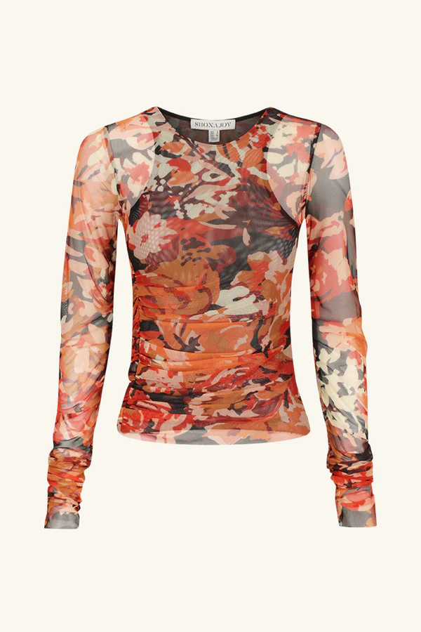 Long Sleeve Round Neck Ruched Top | Rubi - Harry & Gretel